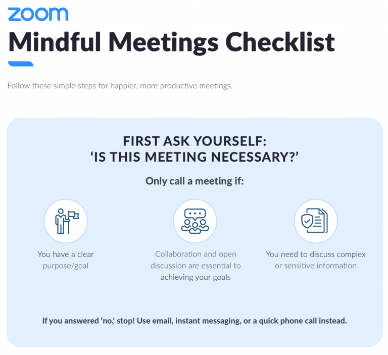 Zoom Mindful Meetings Checklist - Voxel Hub